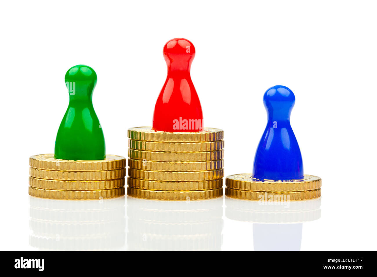 Tokens on coins. Success and evaluation. Winners and losers Stock Photo ...