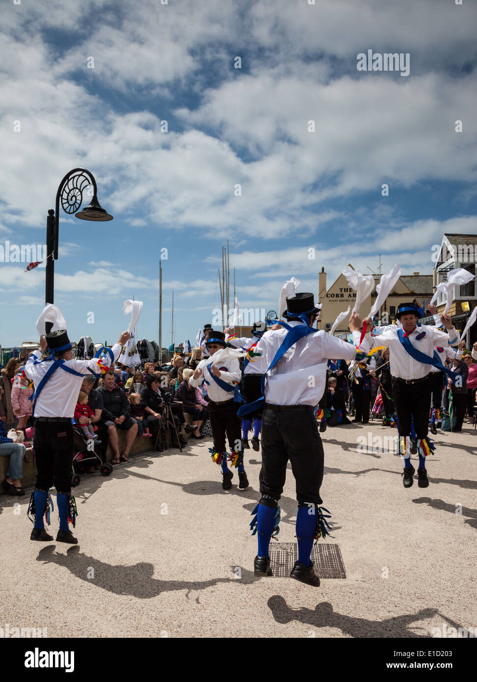 Morris dancers in front of The Cobb Arms at Lyme Regis, Dorset Stock ...