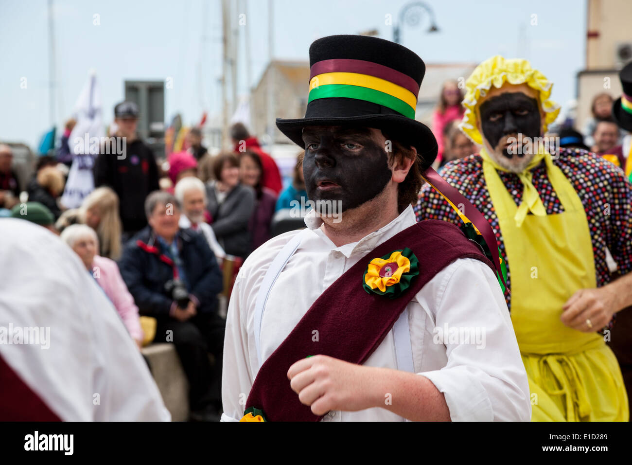 Morris dancers in front of The Cobb Arms at Lyme Regis, Dorset Stock ...