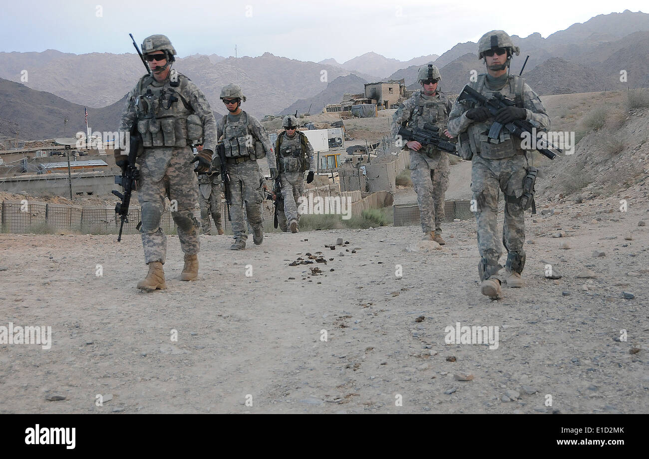 U.S. Soldiers depart Forward Operating Base Baylough, Afghanistan, June ...
