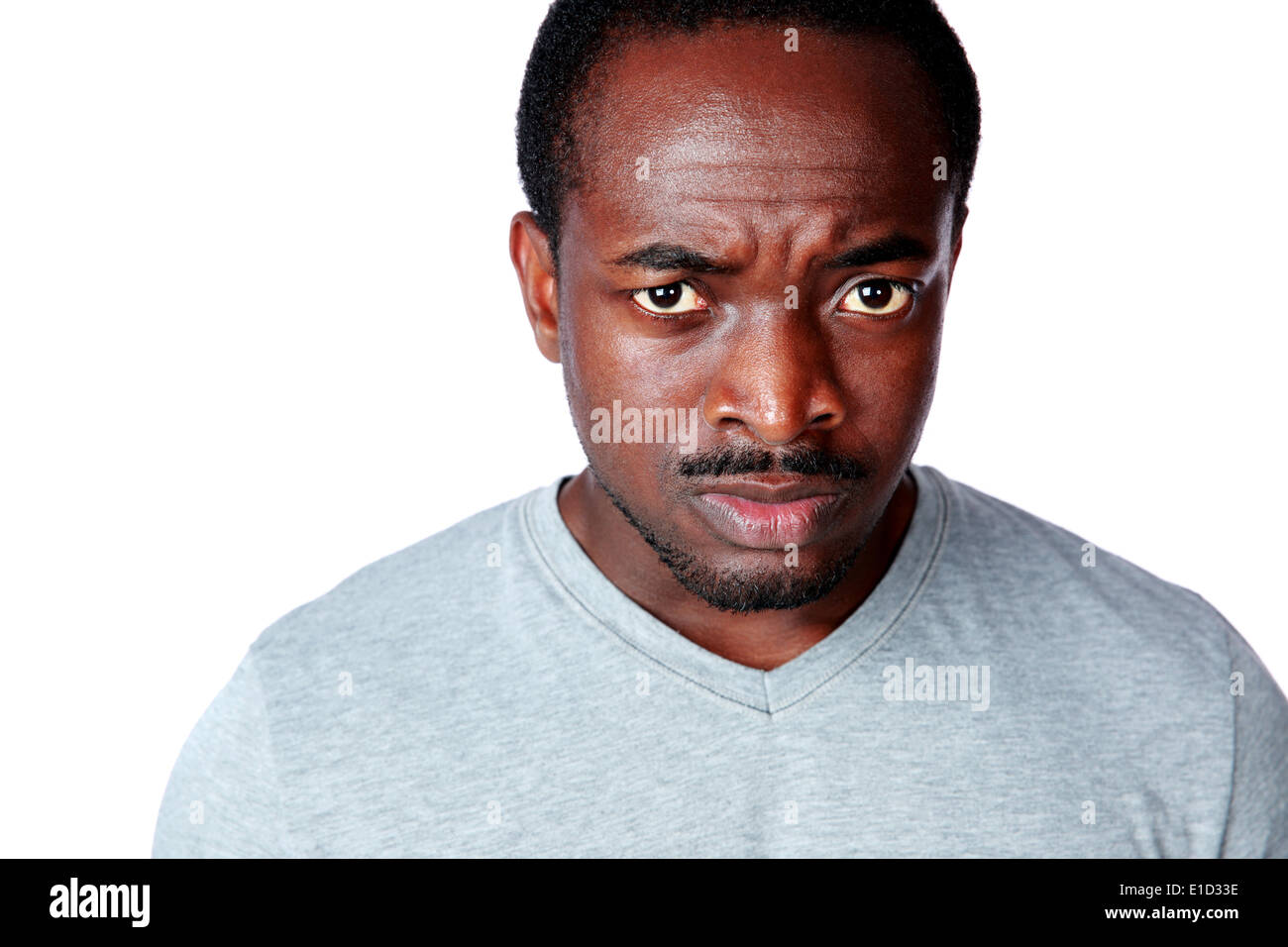 Portrait of a dissatisfied african man over white background Stock ...