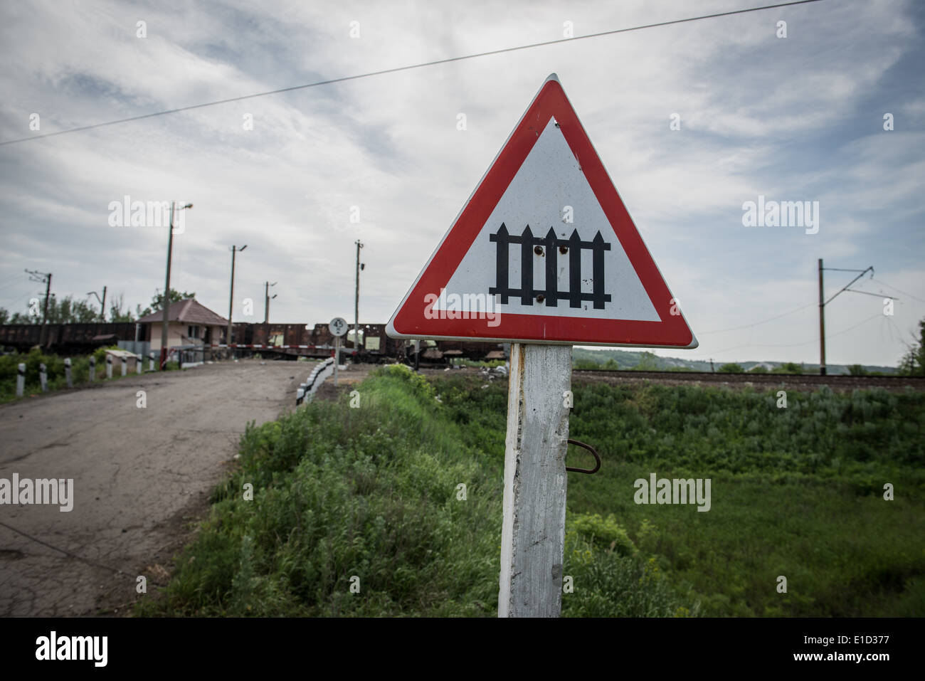 railway crossing at the border of Sloviansk - frontline position of Pro ...