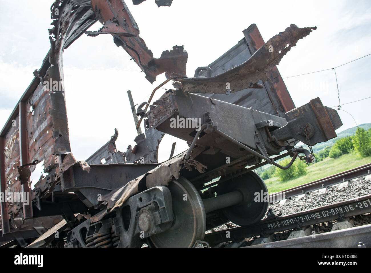 railway crossing at the border of Sloviansk - frontline position of Pro ...