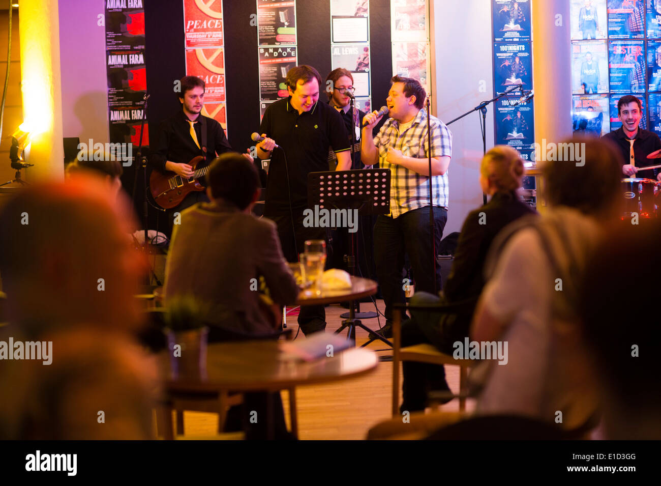 People taking part in 'Bandaoke' - live band karaoke at Aberystwyth ...