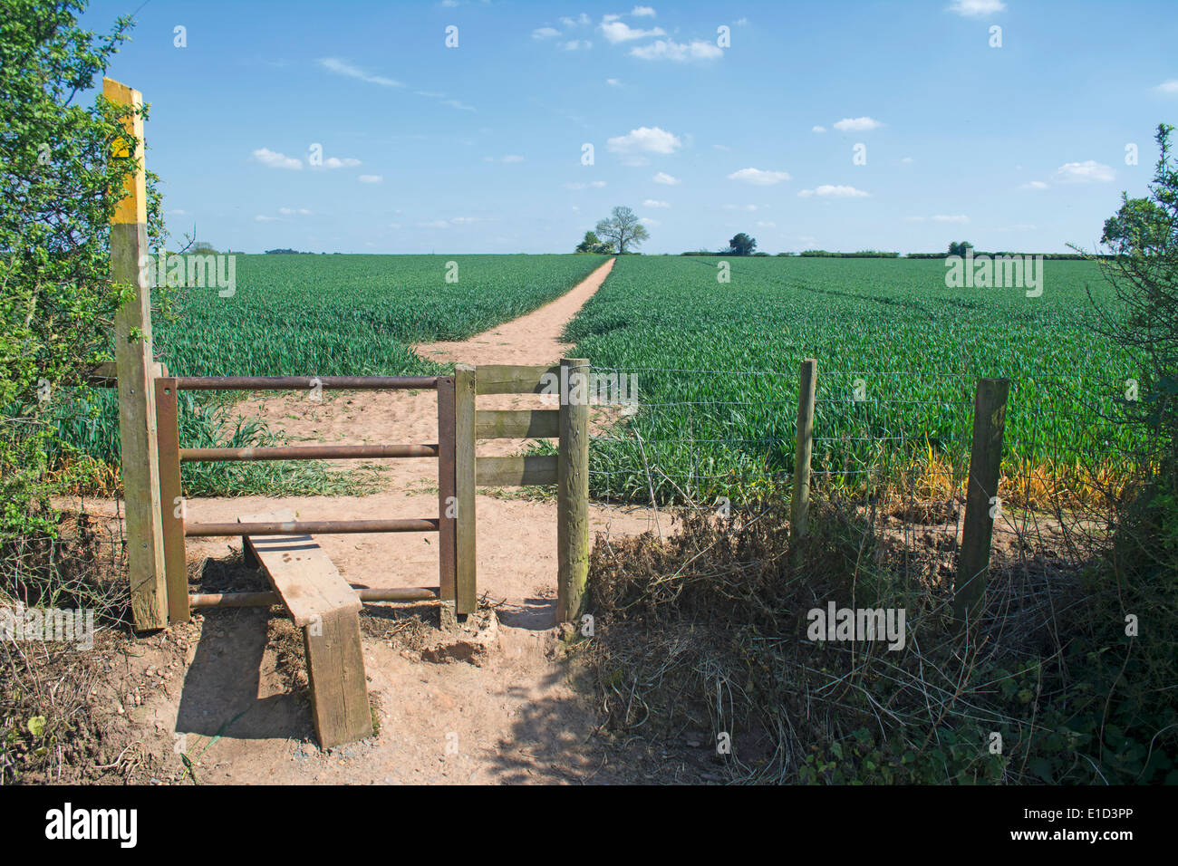 Country style and a countryside footpath through a farmers field ...