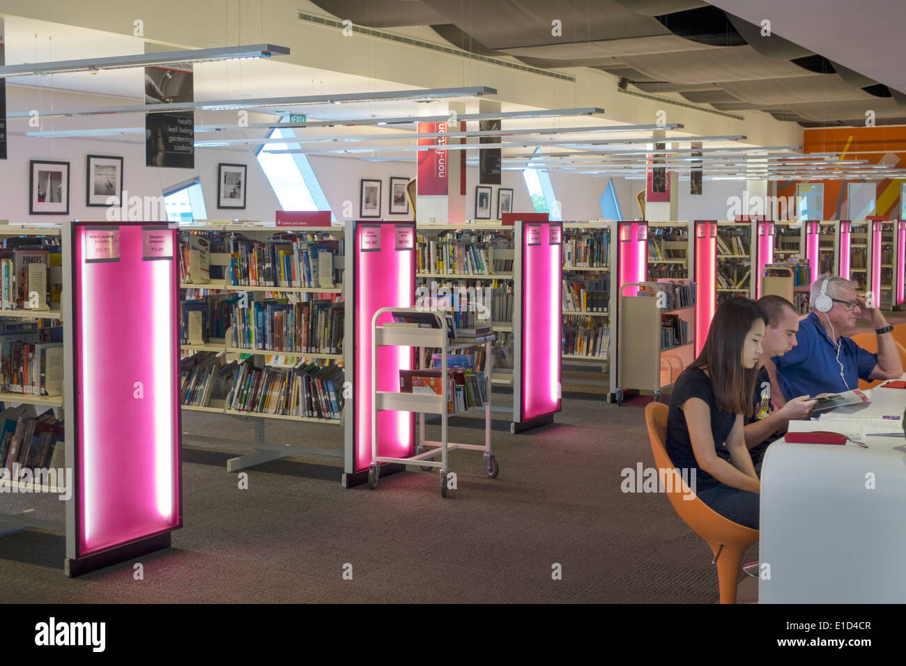 Brisbane Australia,Brisbane Square Library,interior inside,Asian woman ...
