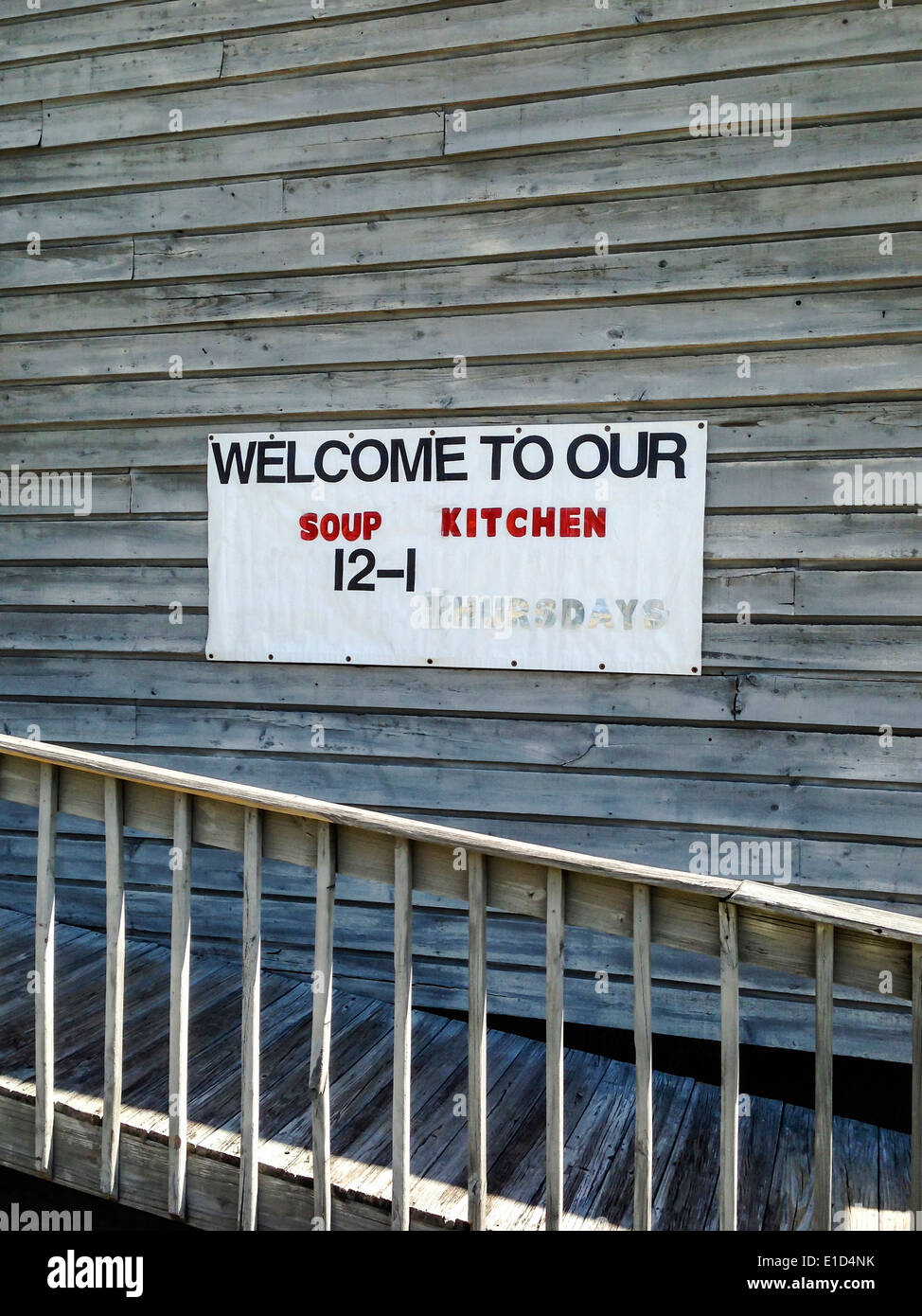 "Welcome To Our Soup Kitchen" sign Stock Photo - Alamy