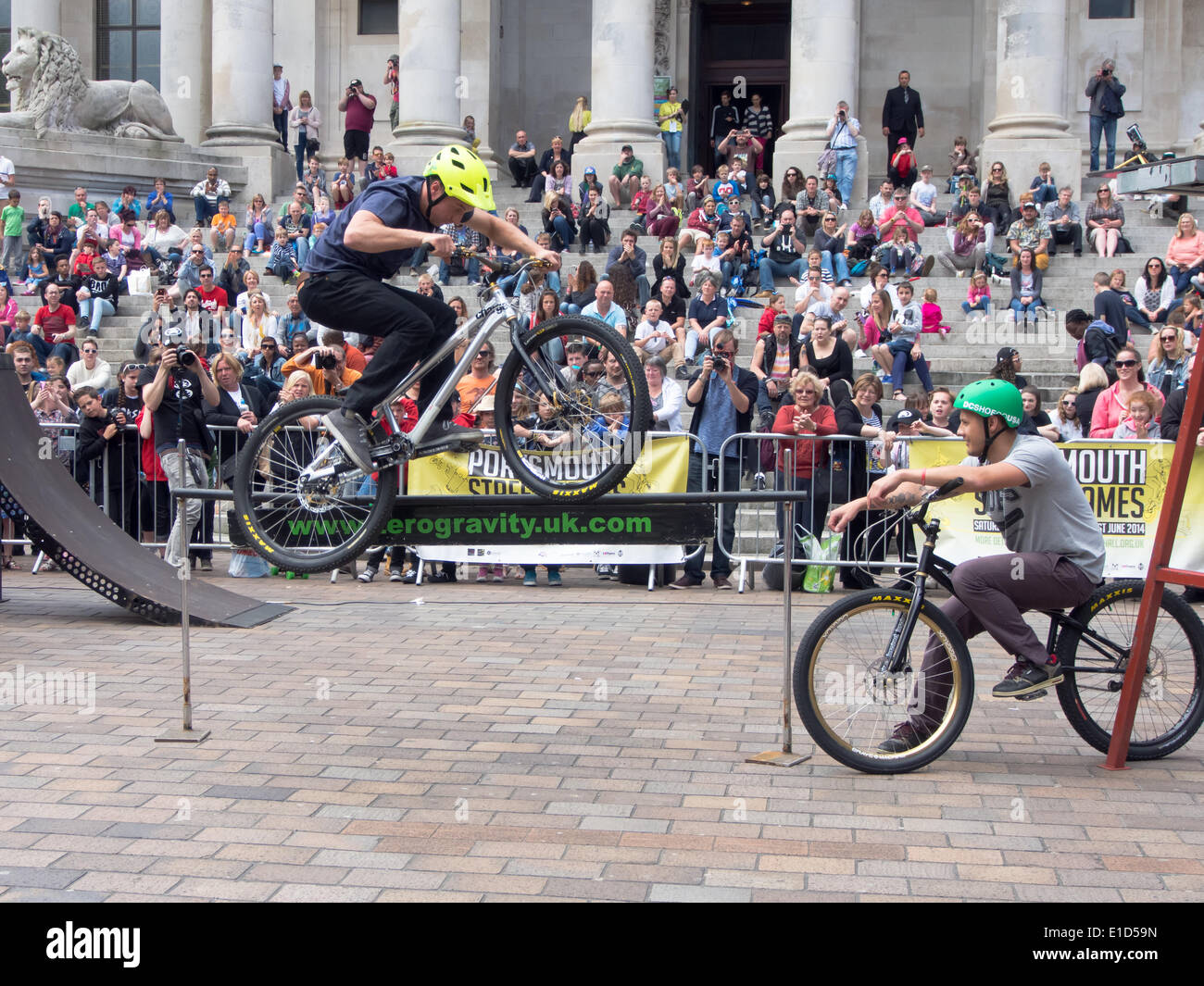 Andy P and Chris Doney of the Zero Gravity mountain bike display team ...