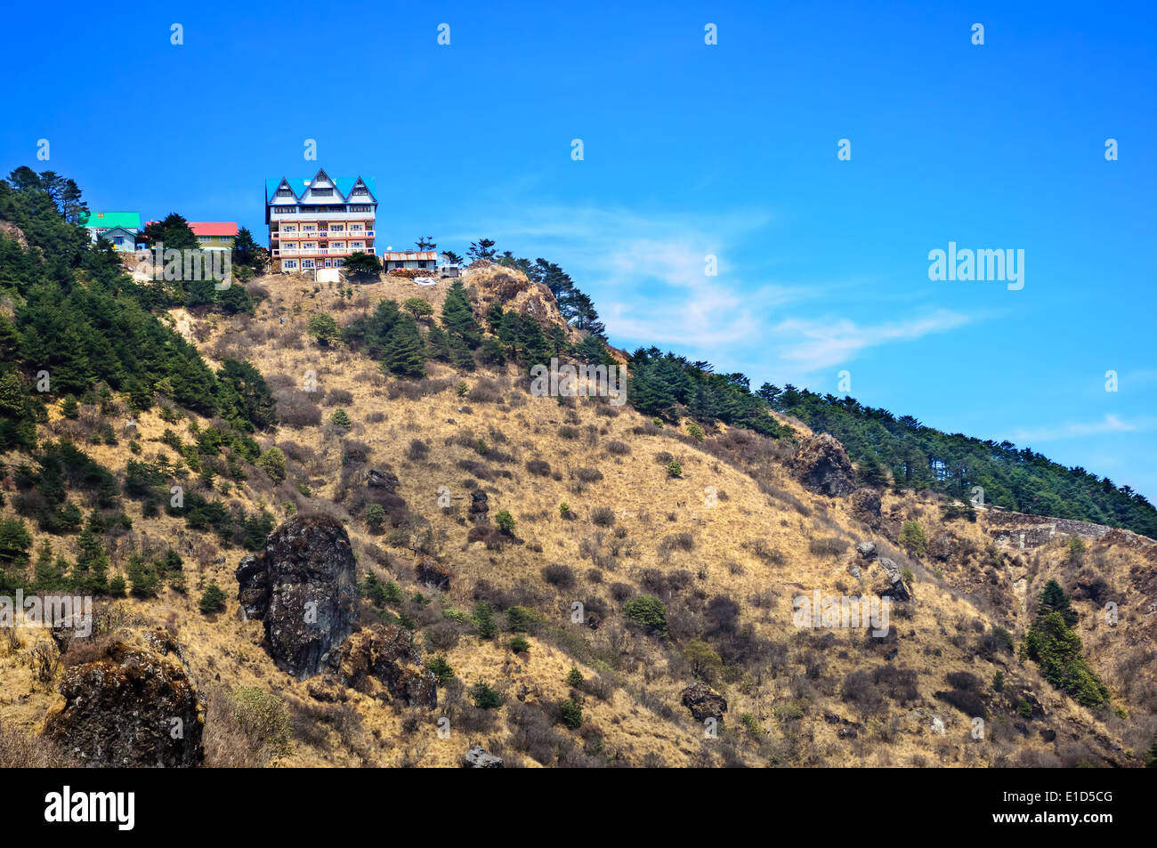 Sandakphu peak as seen from the trekking path Stock Photo - Alamy