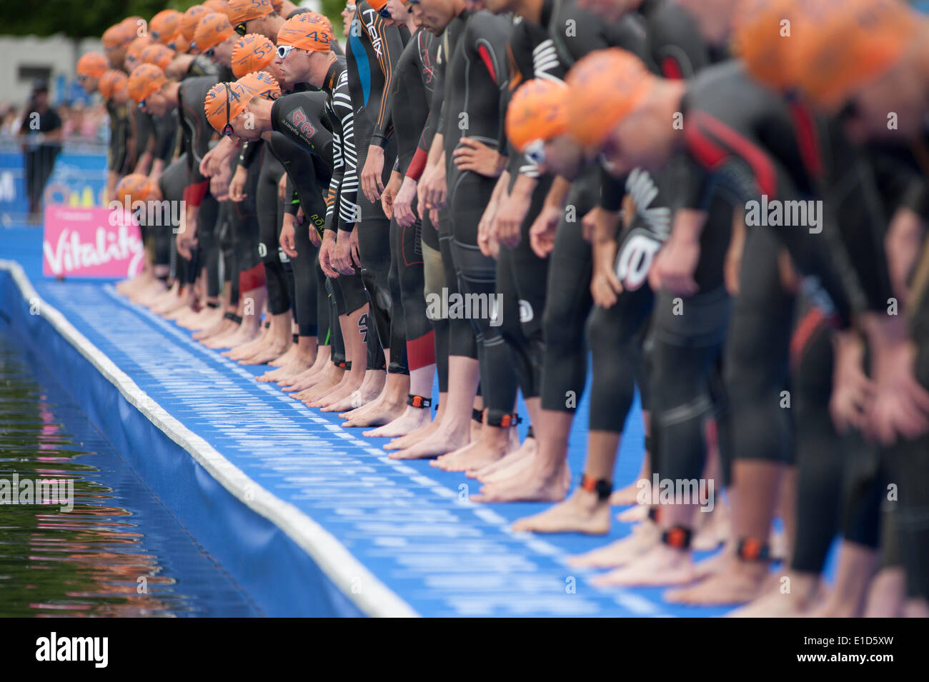 The Triathletes Start Mens Triathlon High Resolution Stock Photography ...