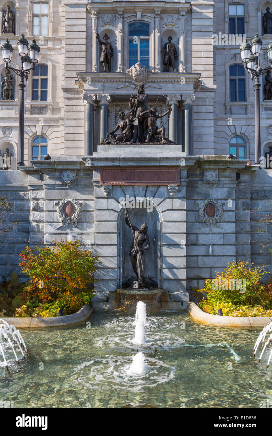 Decorative water fountains in front of the Quebec National Assembly ...