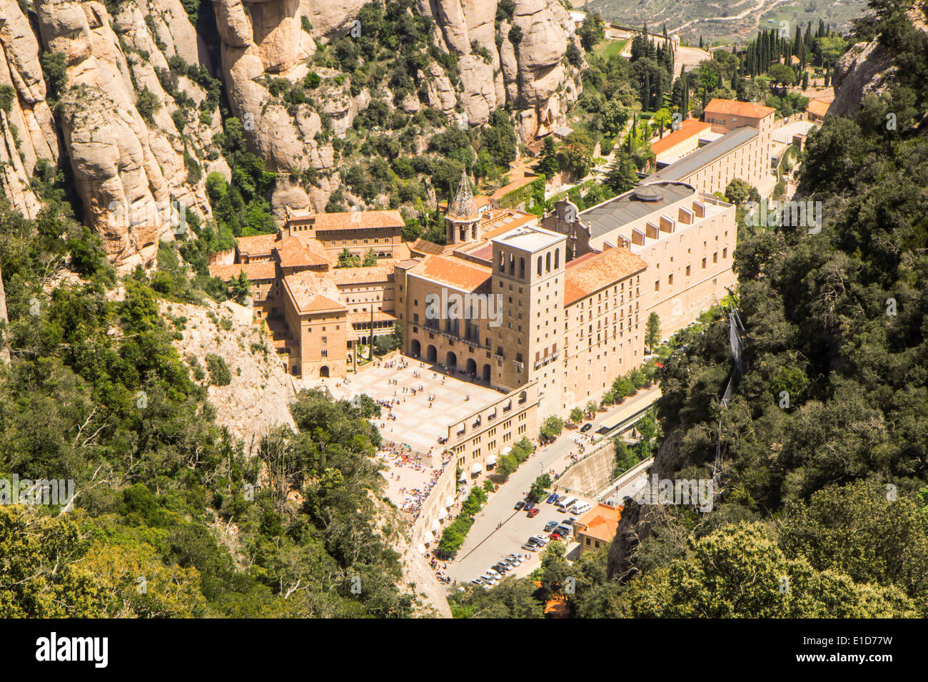 Santa Maria de Montserrat Abbey in Monistrol de Montserrat. View from ...