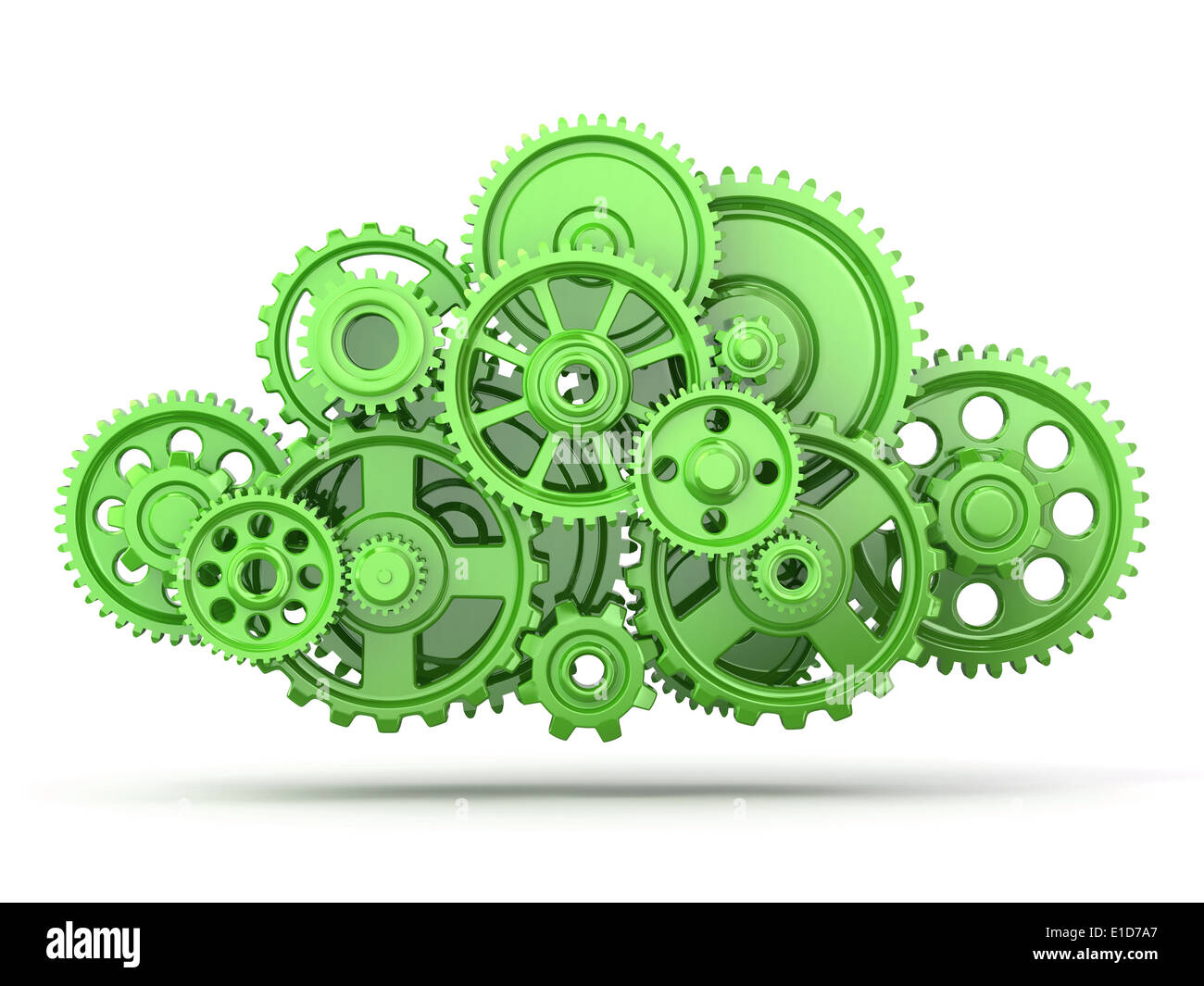 Green gears on white isolated background. 3d Stock Photo - Alamy