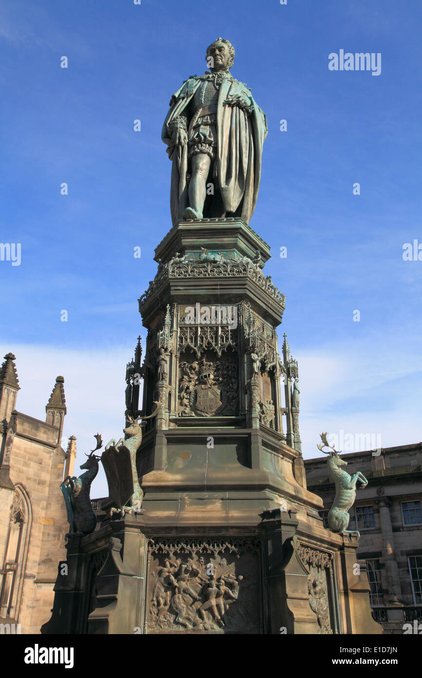 UK, Scotland, Edinburgh, statue of Walter Francis Montagu Douglas Scott ...