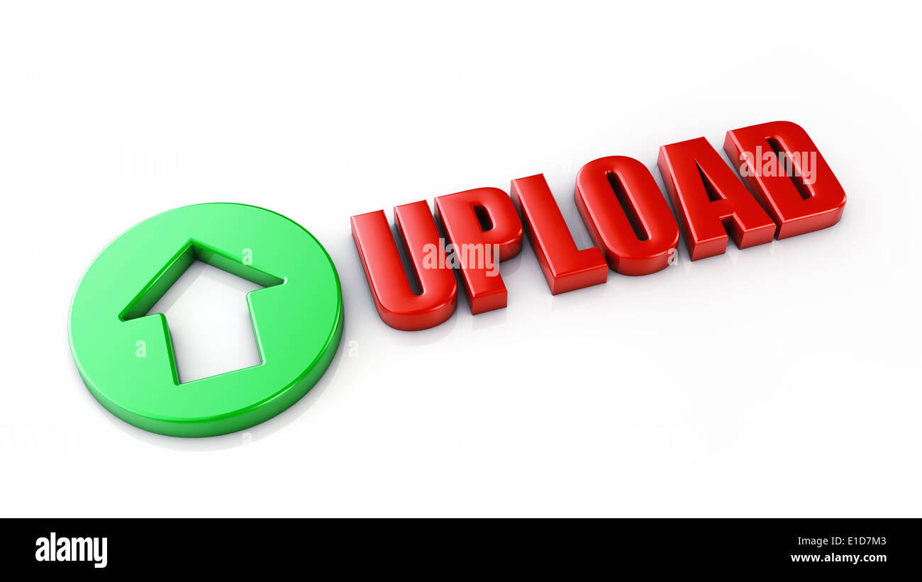 Upload text and icon on white background Stock Photo - Alamy