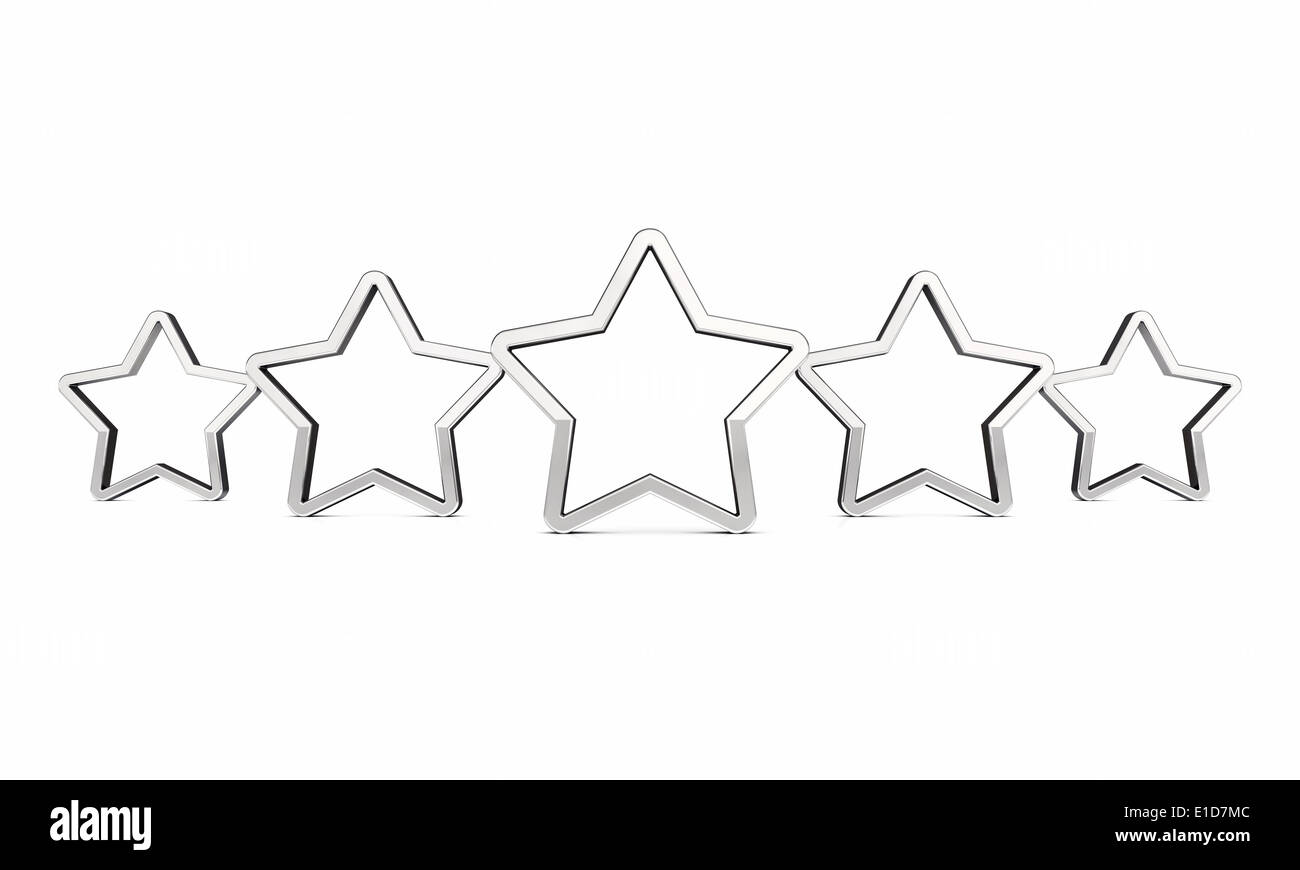 Silver outlined rating stars on white background , Product quality ...