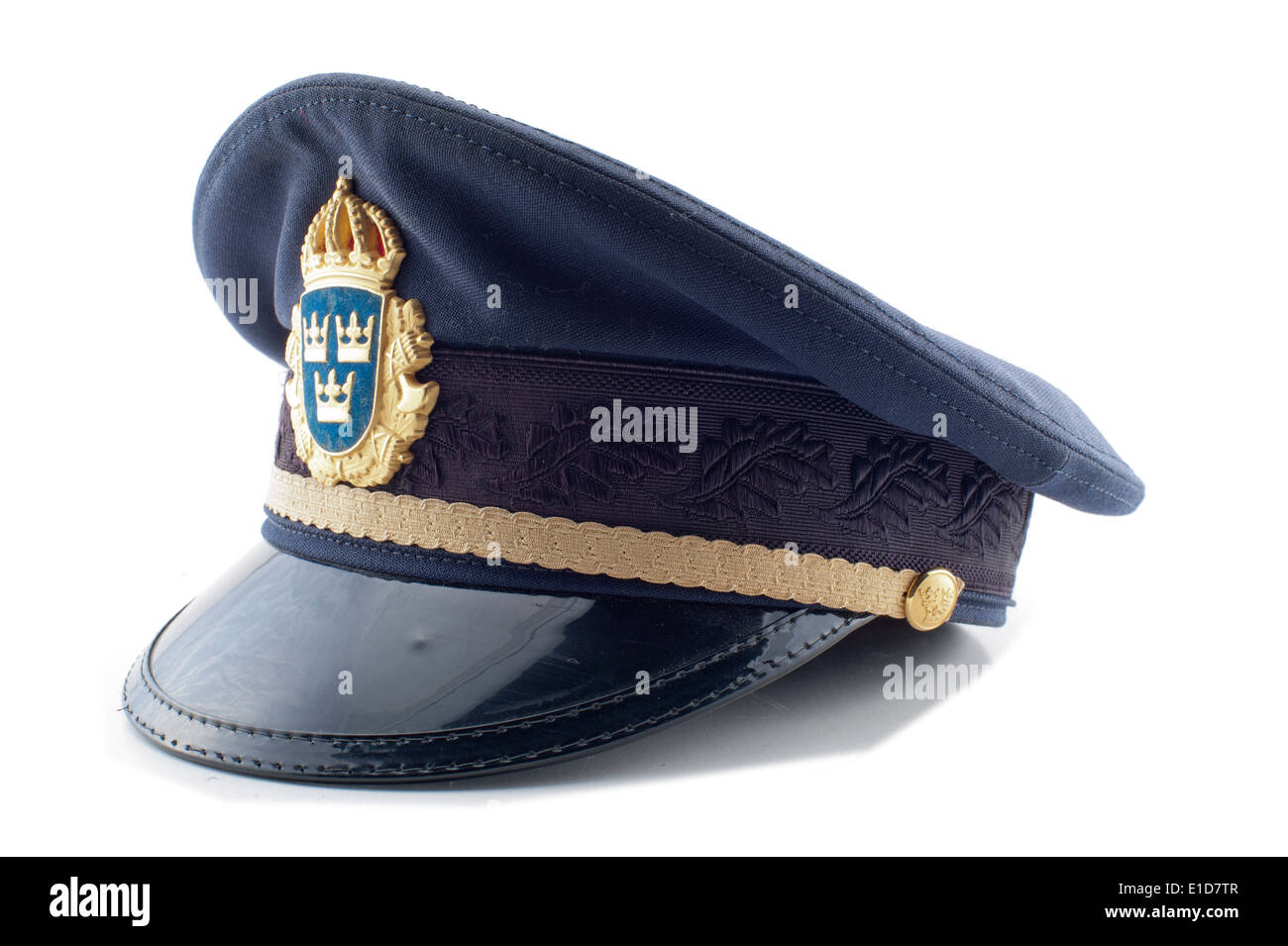 a police hat against white background Stock Photo - Alamy
