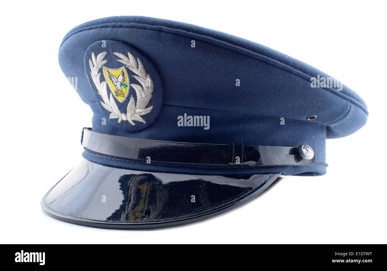 a police hat against white background Stock Photo - Alamy