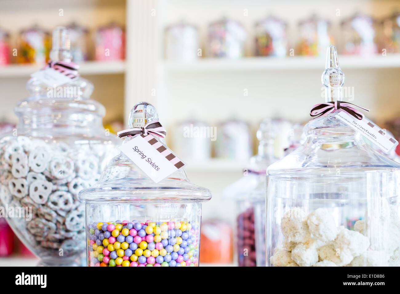 Multicolored candies on display at the candy store Stock Photo - Alamy