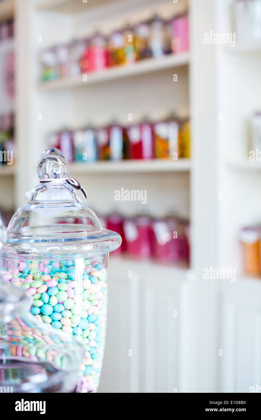 Multicolored candies on display at the candy store Stock Photo - Alamy