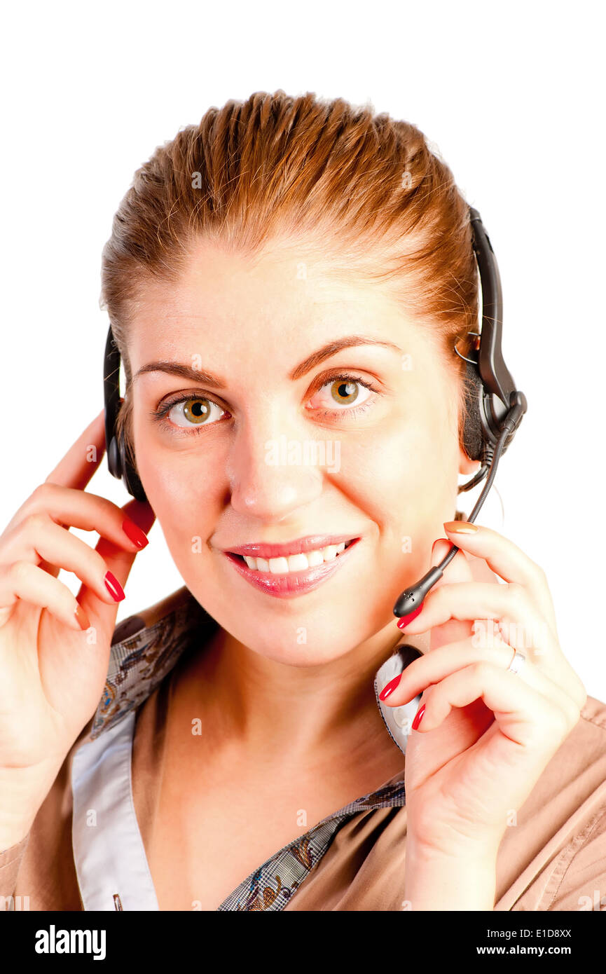 portrait of a young and beautiful girl with headset Stock Photo - Alamy