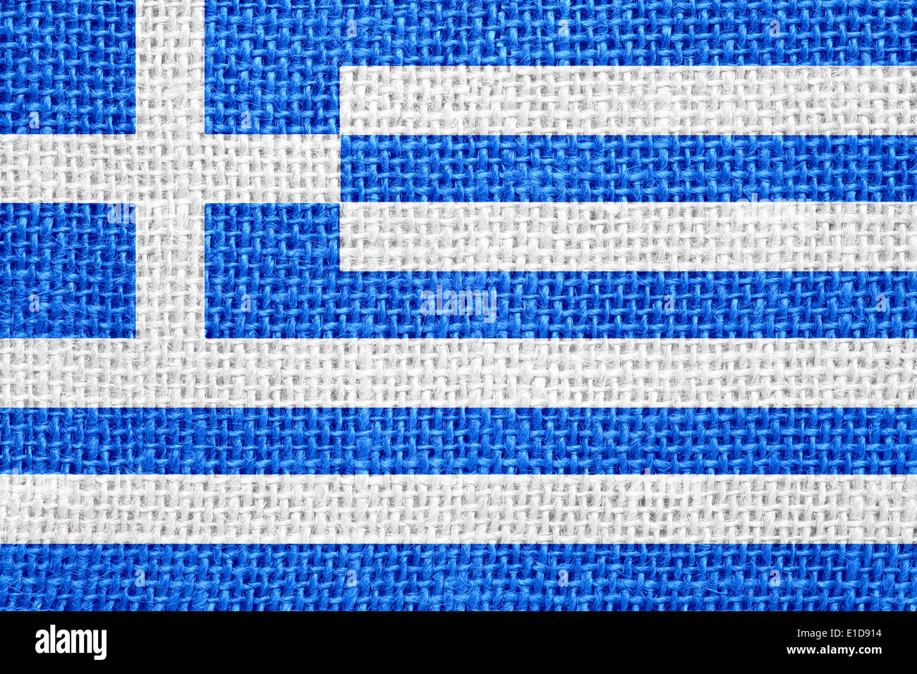 flag of Greece or Greek banner on linen background Stock Photo - Alamy