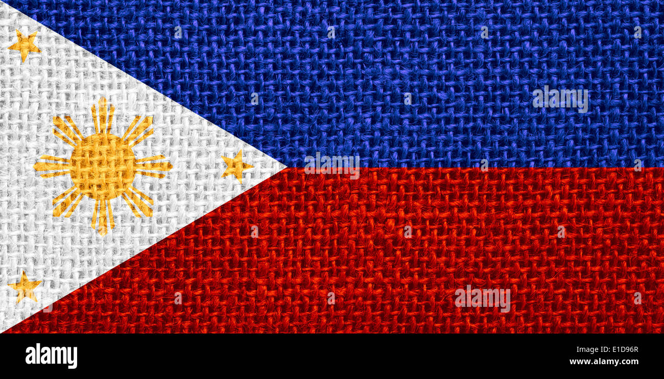flag of Philippines or Filipino banner on linen background Stock Photo ...