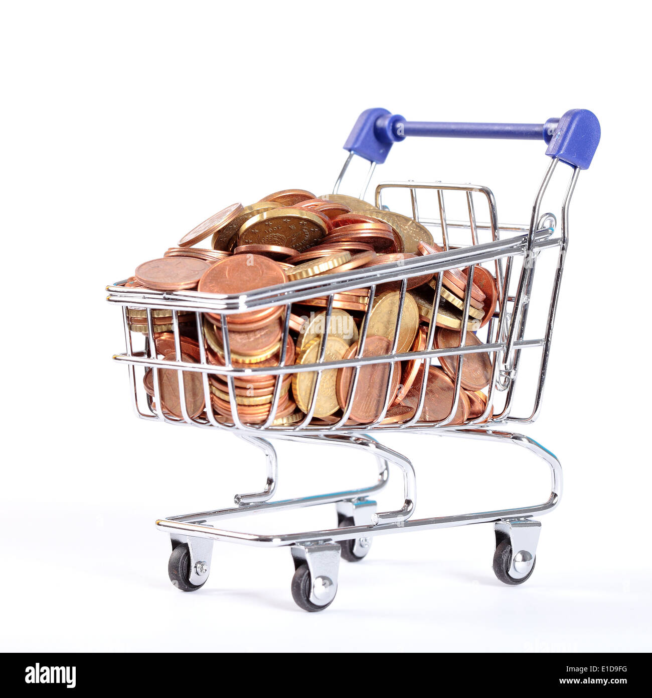 shopping cart with some coins inside Stock Photo - Alamy