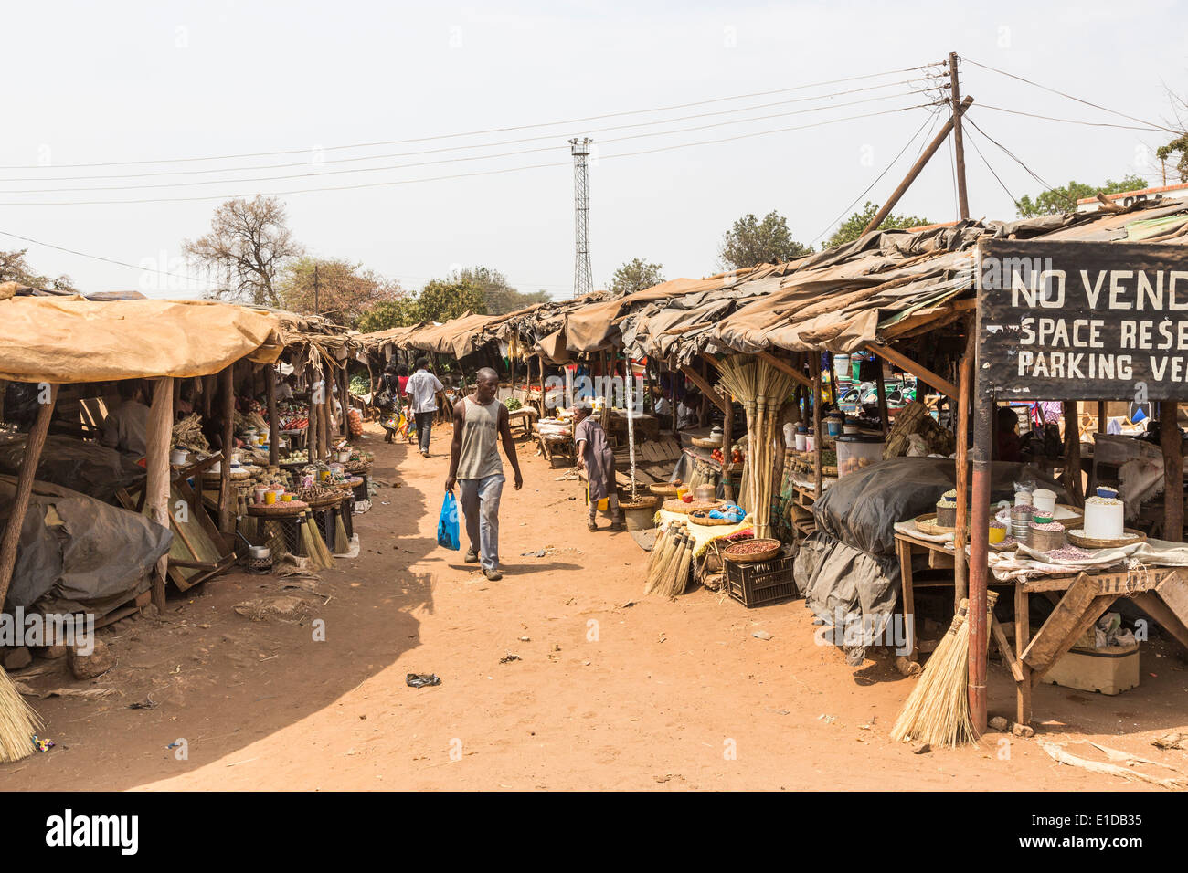 Shops and stalls at Maramba Market, Livingstone, Zambia with local ...