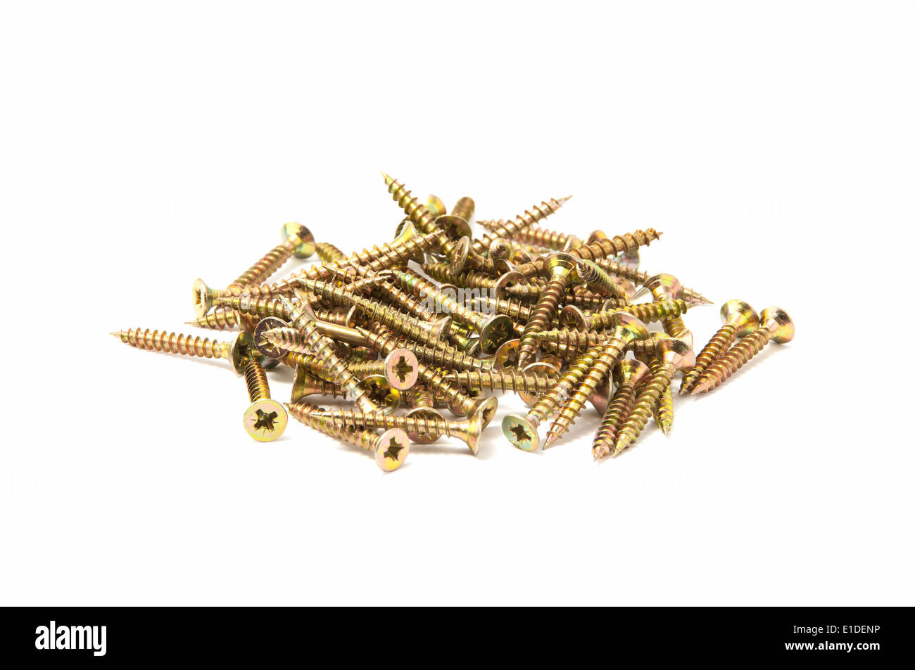 Lot of screws on white background Stock Photo - Alamy