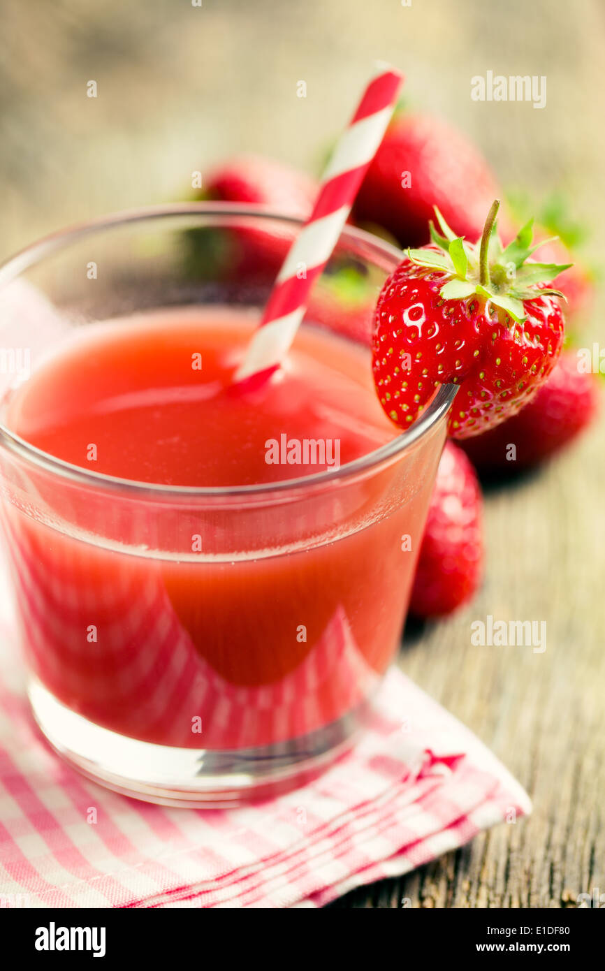 strawberry juice in glass. retro filter Stock Photo - Alamy