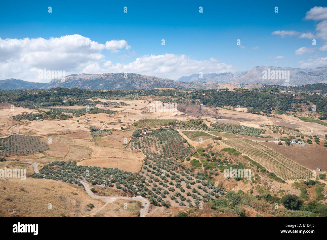 Views of Andalusian countryside from Ronda town, Malaga, Spain Stock ...