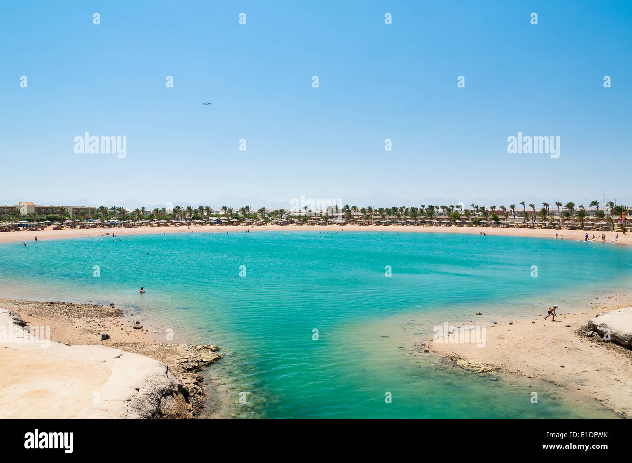 Sandy beach in a tropical lagoon in Egypt with turquoise water and a ...