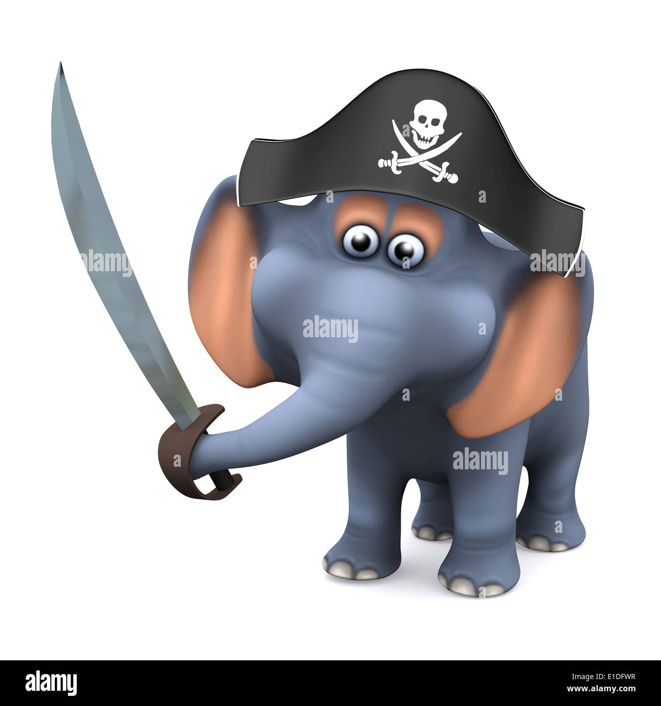 3d Elephant plays at being a pirate with cutlass Stock Photo - Alamy