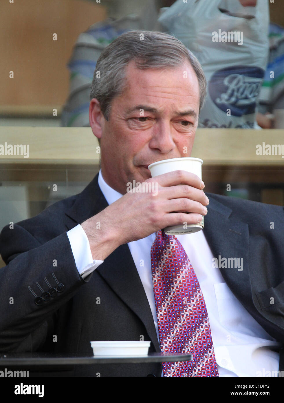 London, UK, 1st June 2014. Nigel Farage arrives for the BBC Andrew Marr ...