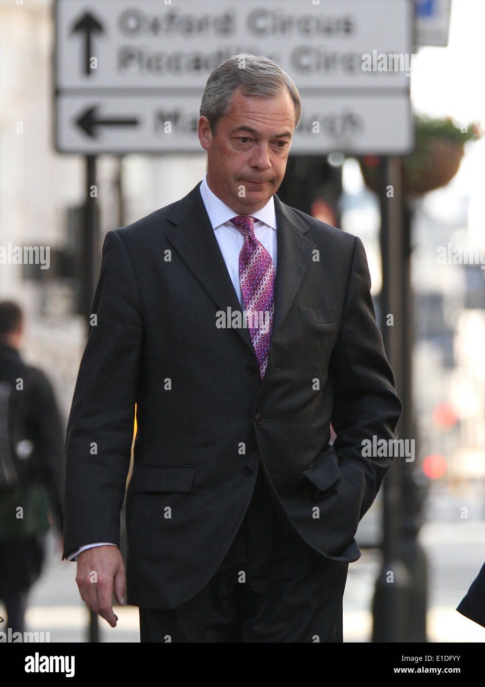 London, UK, 1st June 2014. Nigel Farage arrives for the BBC Andrew Marr ...