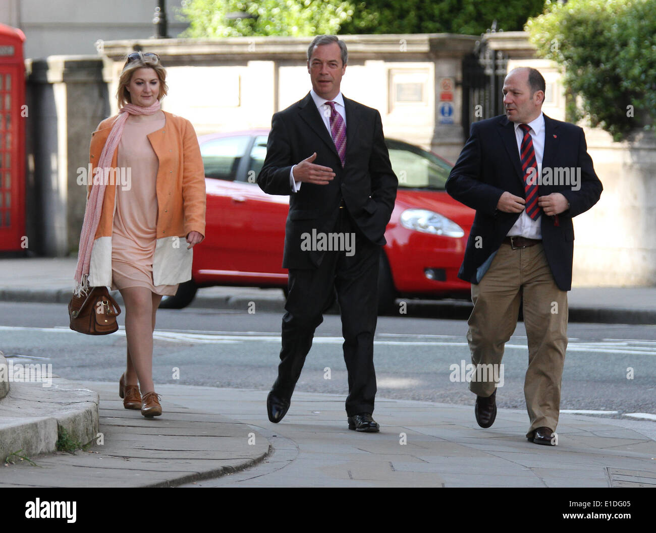 London, UK, 1st June 2014. Nigel Farage arrives for the BBC Andrew Marr ...