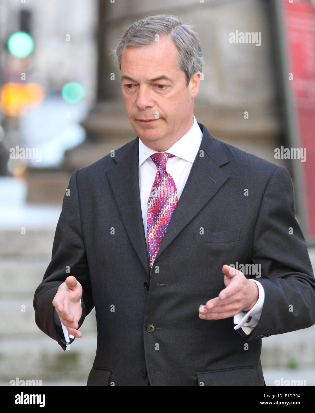 London, UK, 1st June 2014. Nigel Farage arrives for the BBC Andrew Marr ...