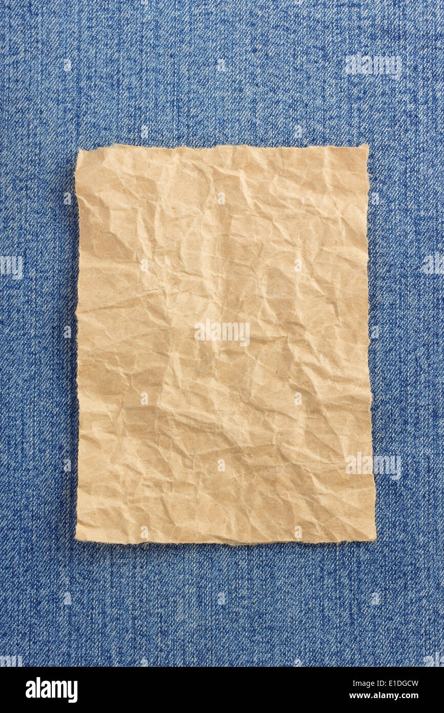 wrinkled parcel paper at jeans texture Stock Photo - Alamy