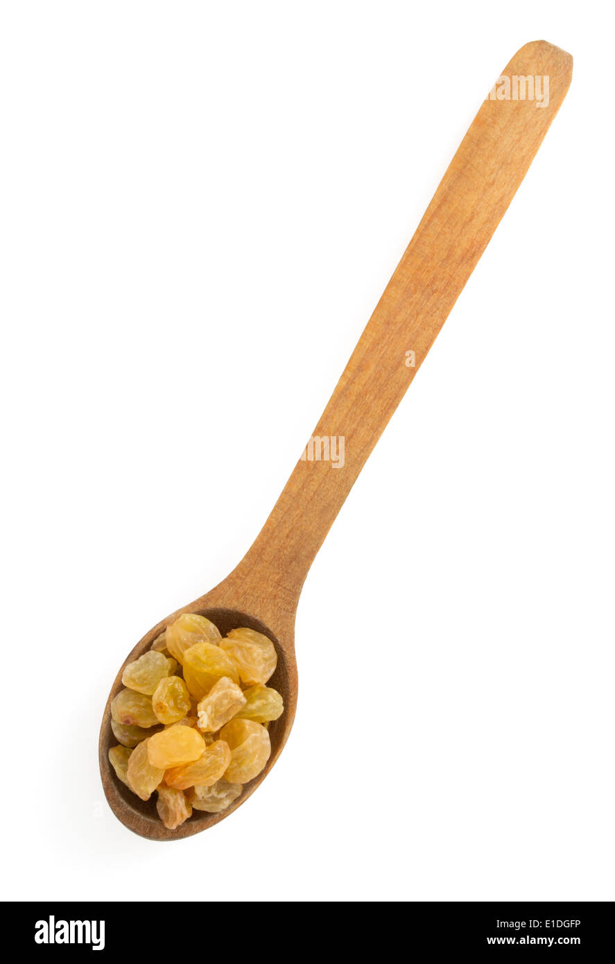 raisins fruit in spoon on white background Stock Photo - Alamy