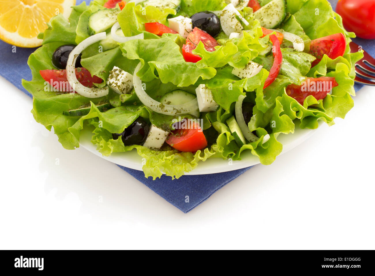salad in plate isolated on white background Stock Photo - Alamy