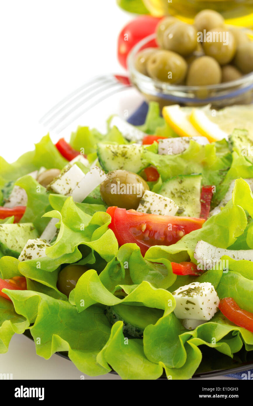 salad in plate isolated on white background Stock Photo - Alamy