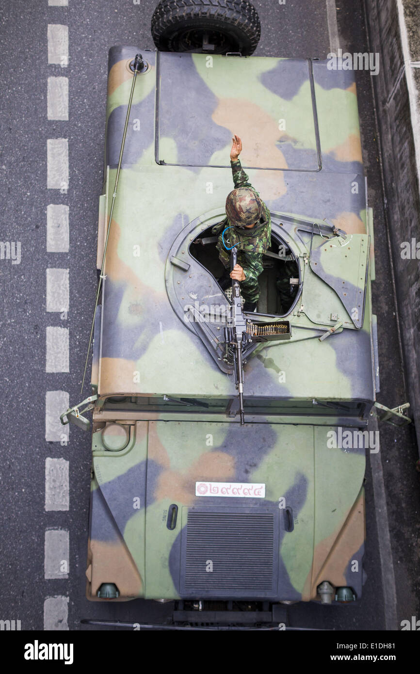 Bangkok, Thailand. 01st June, 2014. An armed Thai army humvee patrols ...
