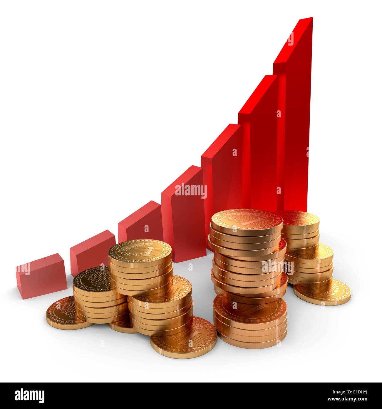 Bar graph coin stack Cut Out Stock Images & Pictures - Alamy