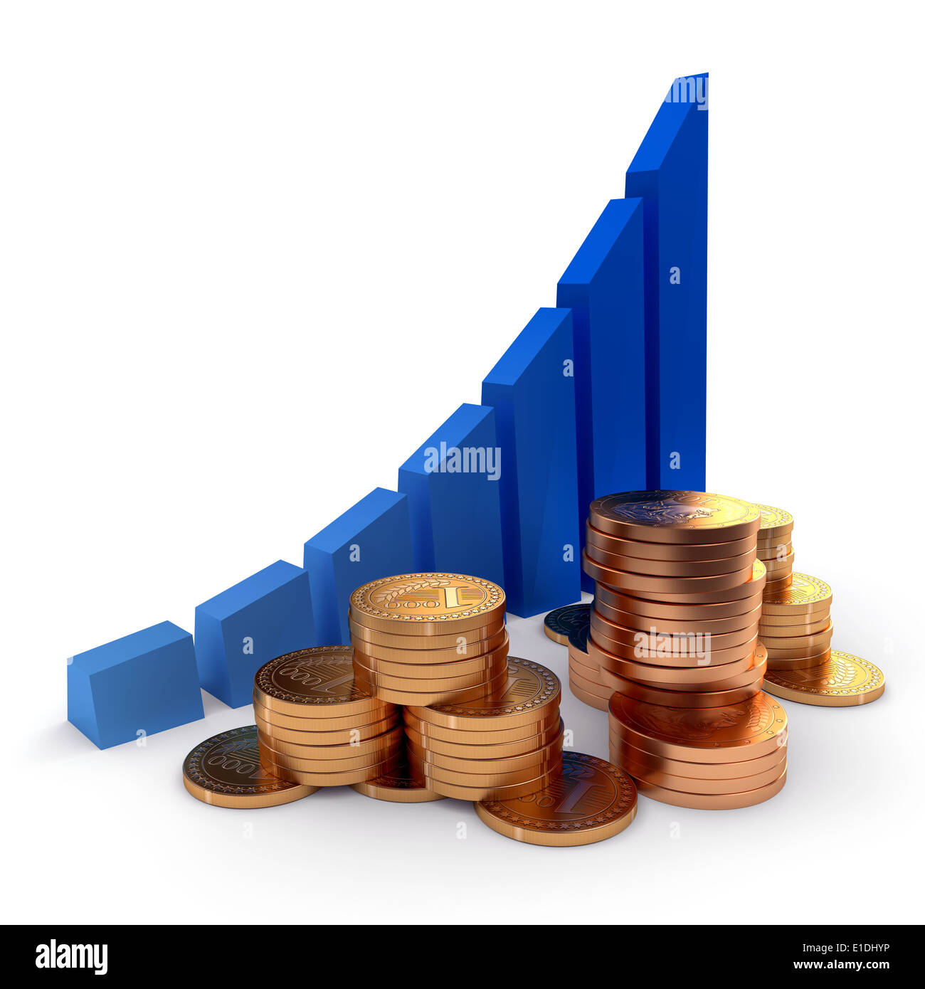 Graph and coins Stock Photo - Alamy