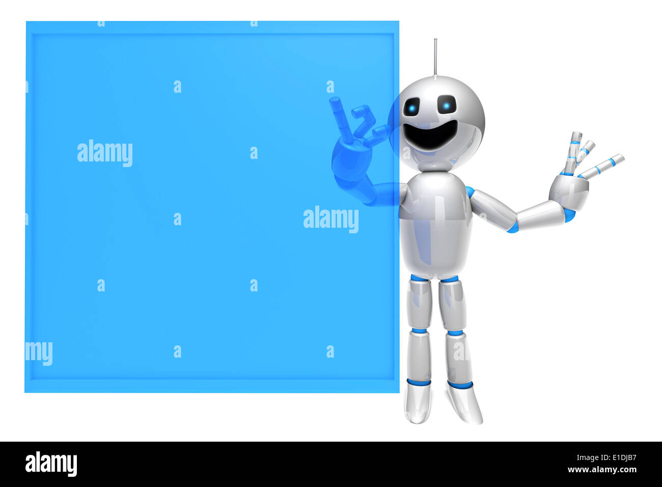 A cartoon Robot using a virtual touchscreen or Display Stock Photo - Alamy