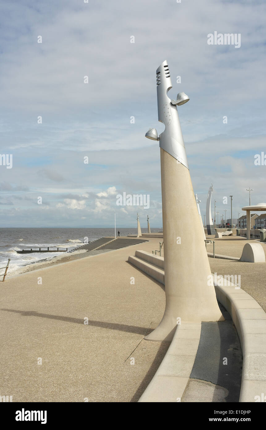 Blue sky white clouds portrait, looking north, modern promenade by ...