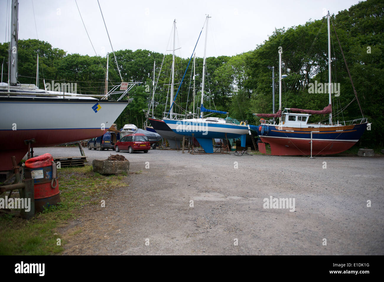 boatyard dry dock in pembrokeshire wales Stock Photo - Alamy
