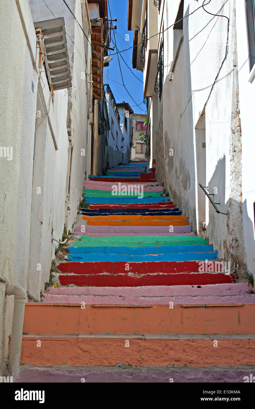 Rainbow coloured steps in Kusadasi Turkey Stock Photo - Alamy