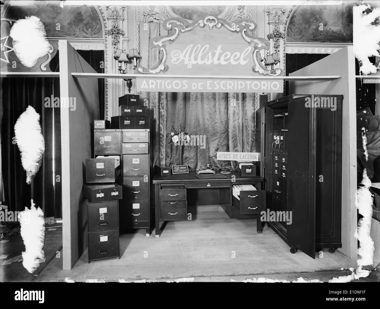 The Allsteel booth in Lisbon showcases the company’s products and ...